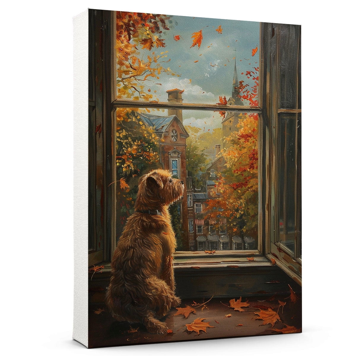 Dog Sitting Window Poster Art, Lakeland Terrier Colorful Dog Decor Wall ...