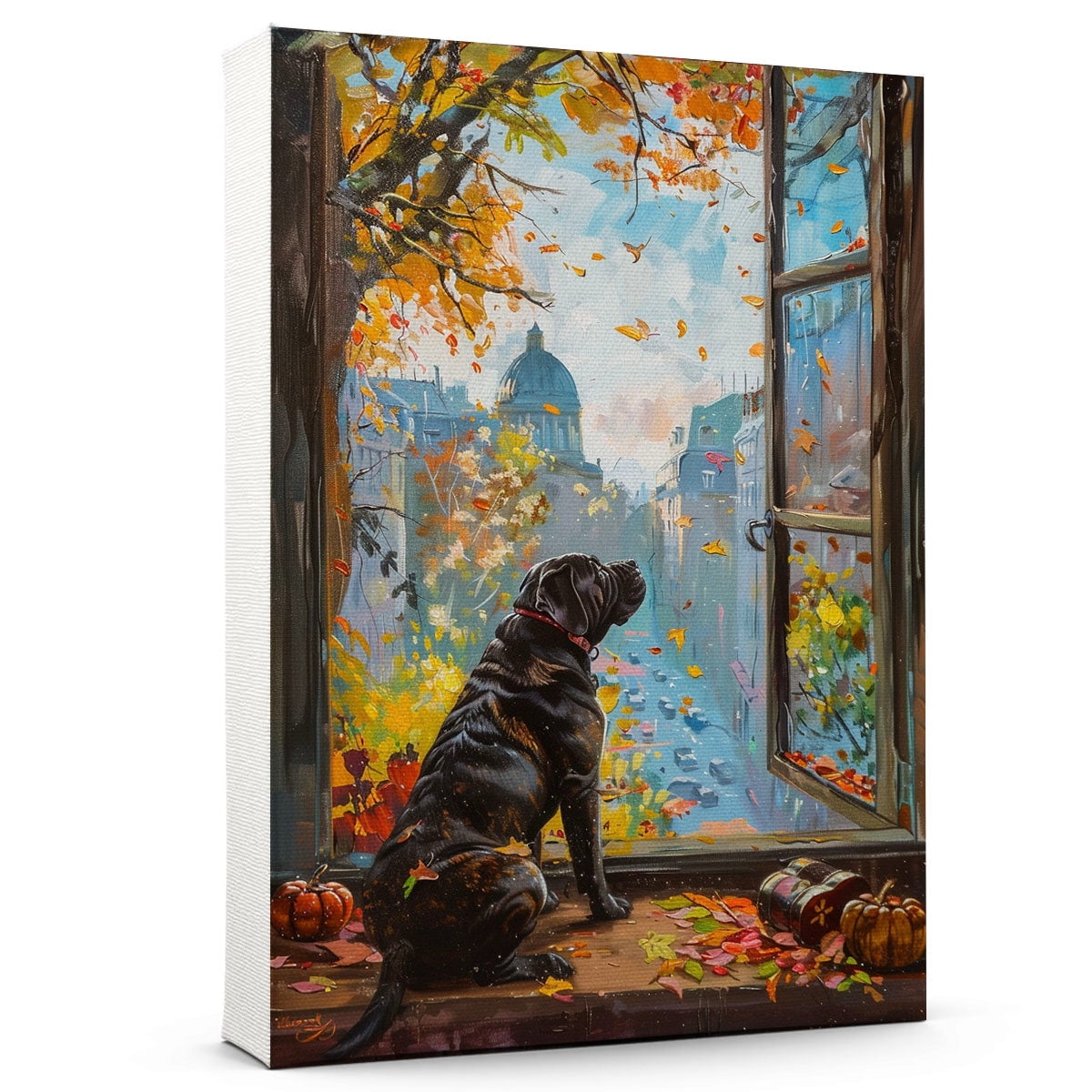Dog Sitting Window Poster Art, Neapolitan Mastiff Colorful Dog Decor ...