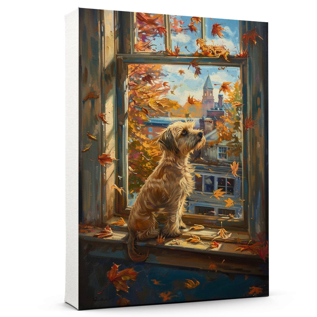 Dog Sitting Window Poster Art, Norfolk Terrier Colorful Dog Decor Wall ...