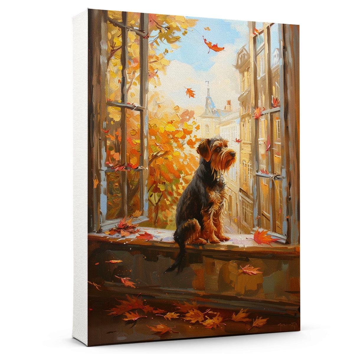 Dog Sitting Window Poster Art, Welsh Terrier Colorful Dog Decor Wall ...