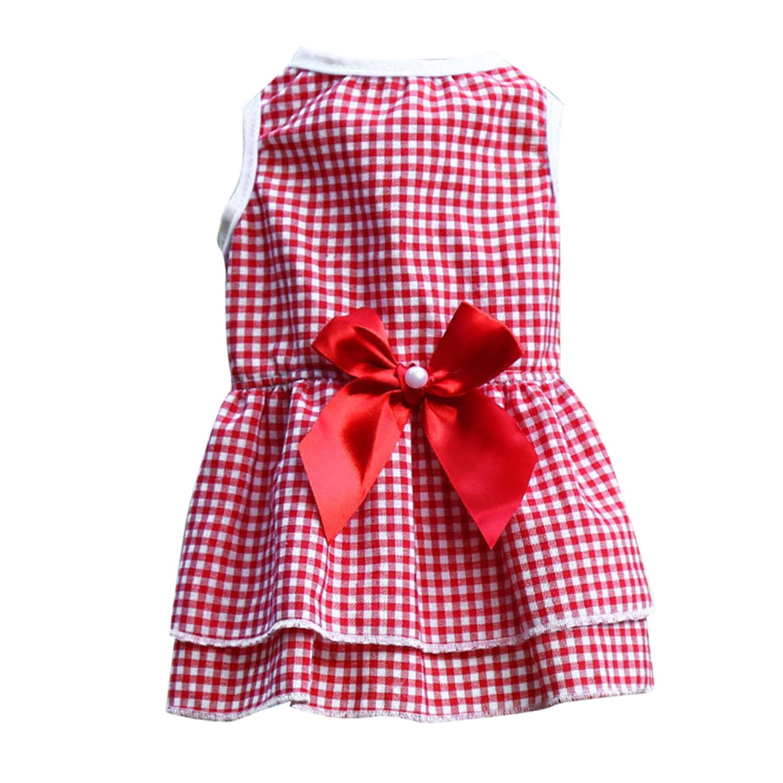 Dog Skirt Bow Knot Dress Wedding Dress Spring Summer Autumn New Plaid ...
