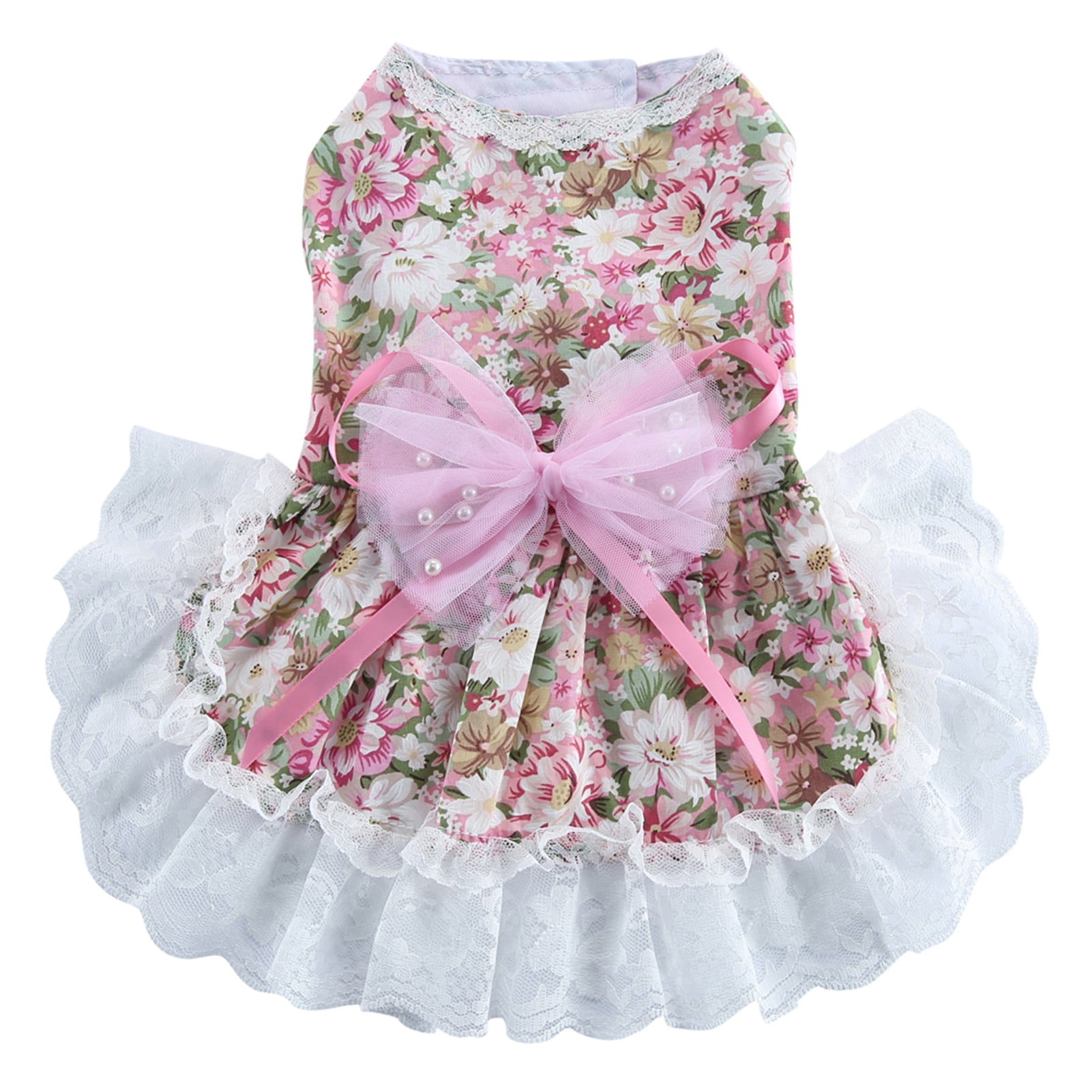 Dog Skirt Lace Edge Bowknot Belt Silky Pet Princess Dress Spring Summer ...
