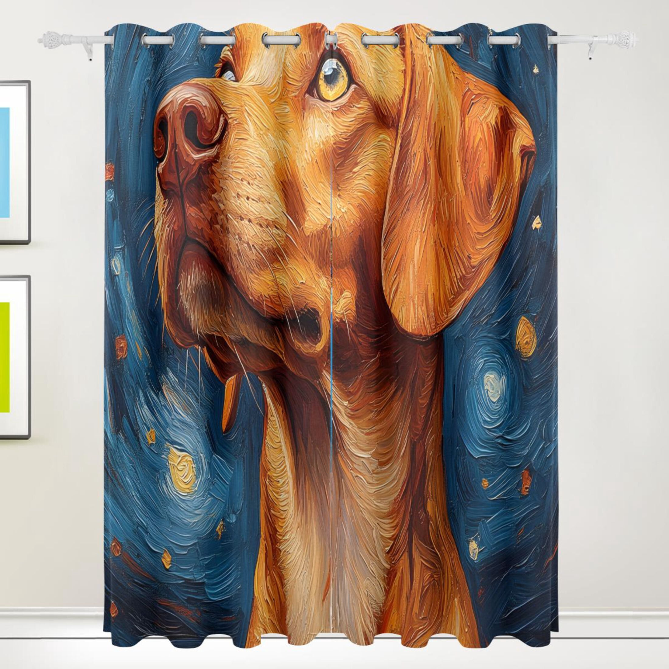 Dog Sky Blackout Curtains 55W x 72/84L Living Room Bedroom Curtains ...