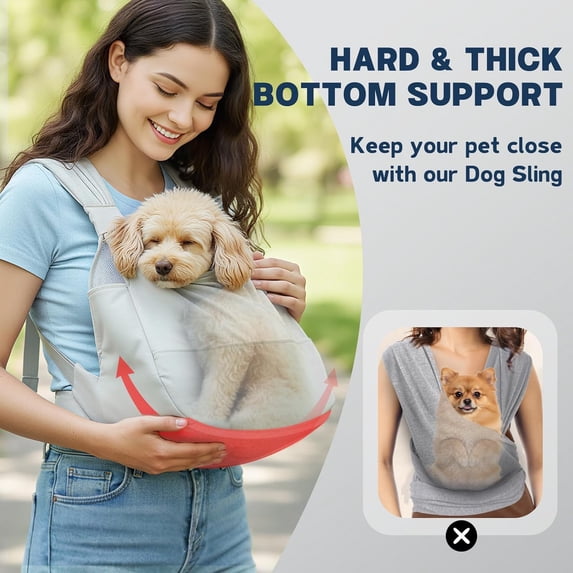 Dog Sling Carrier for Small Dogs with Bottom Support, Adjustable Pet ...