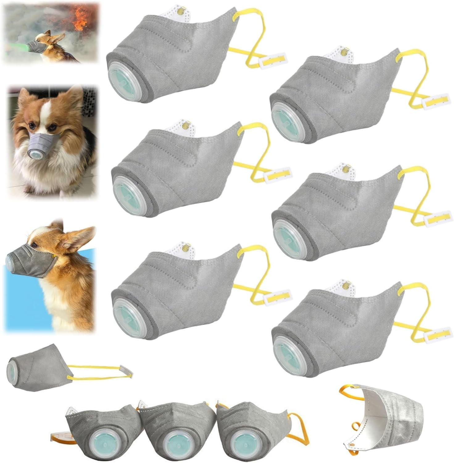 Dog Smoke Mask,Reusable Breathable Dogs Air Filter Masks, Adjustable ...
