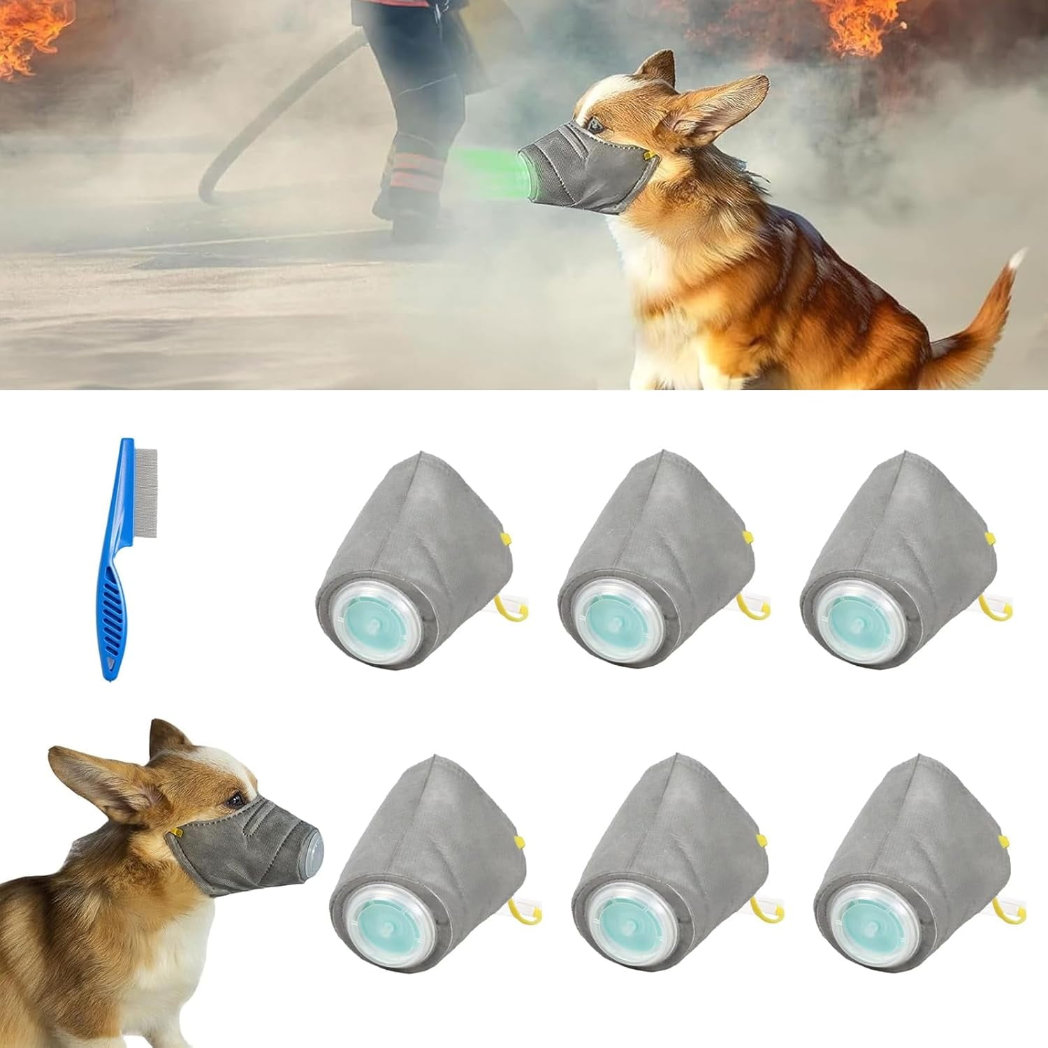 Dog Smoke Respirator Mask, Dog Air Filter Mask, Adjustable Reusable ...