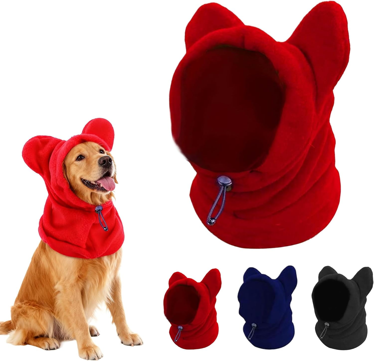 Dog Snood Winter Hood with Ear Protection, Fleece Neck Warmer for Dogs ...