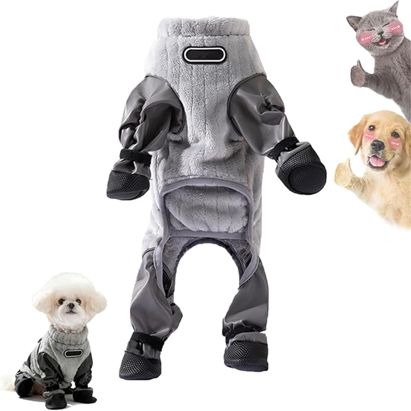 Dog Snow Suit Fullbody Winter Coat with Booties Paw Protectors, Quilted ...