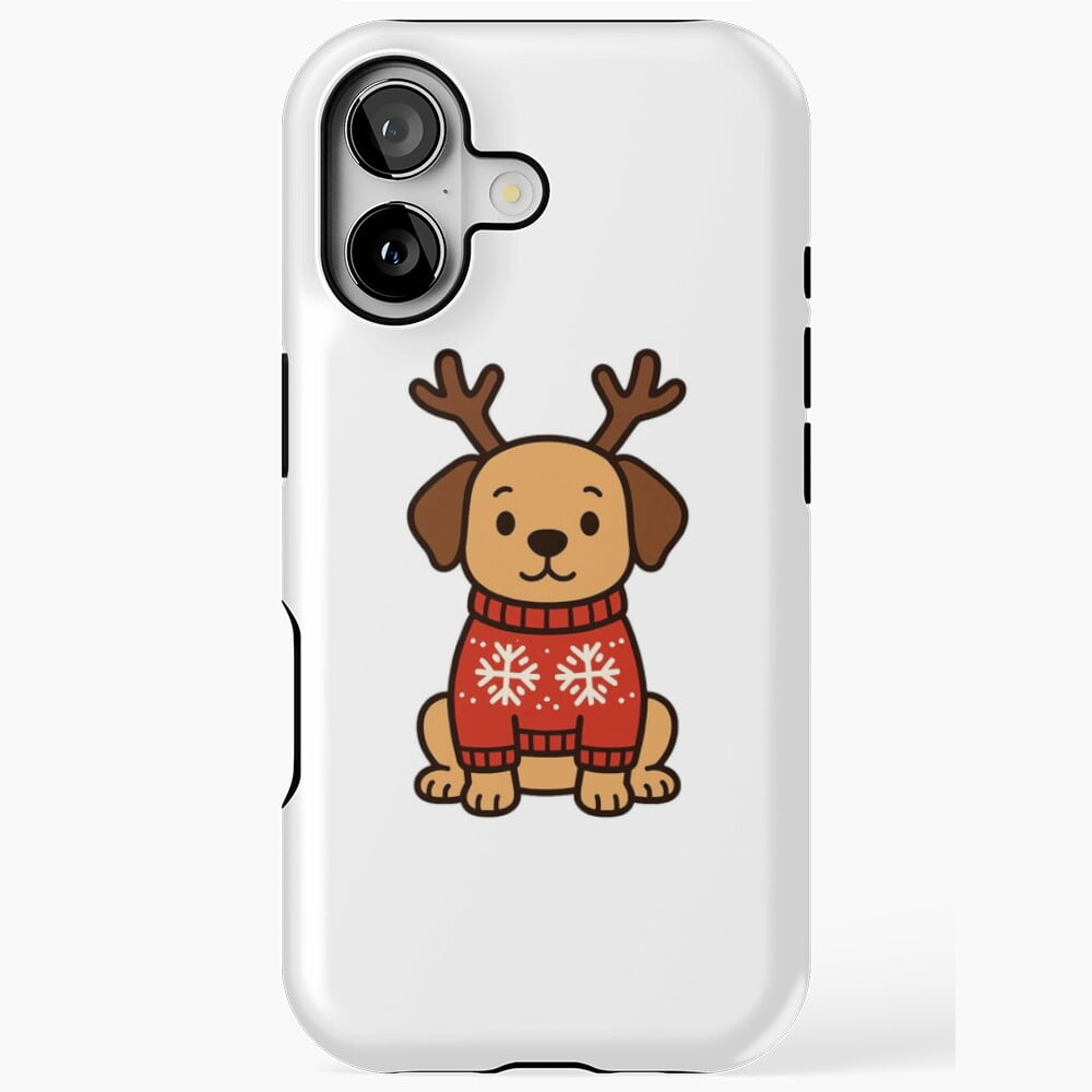 Dog Snowflake Sweater Antler Case for iPhone 11 12 13 14 15 16 17 Pro ...