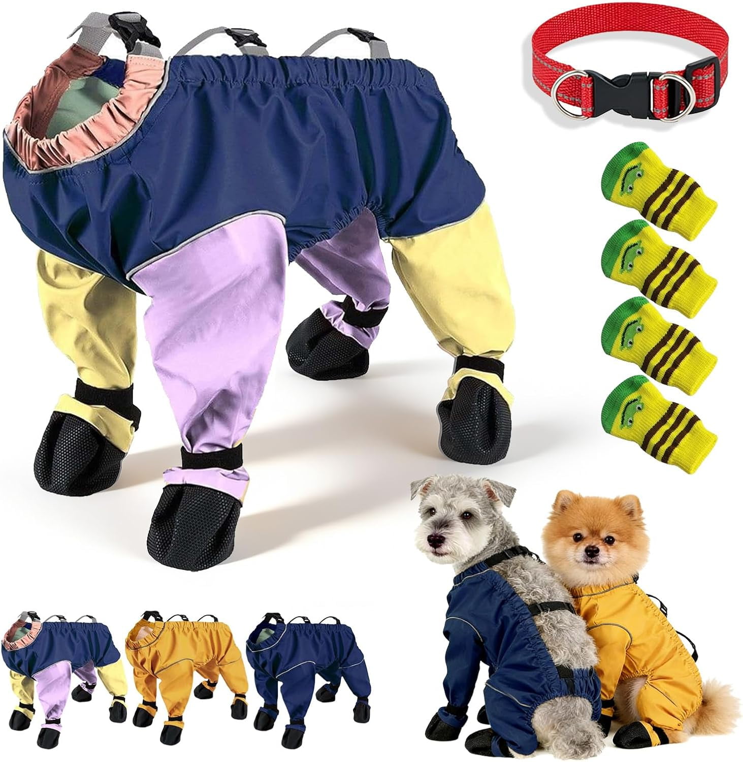 Dog Snowsuit with Attached Boots, New Waterproof Dog Snow Pants with ...