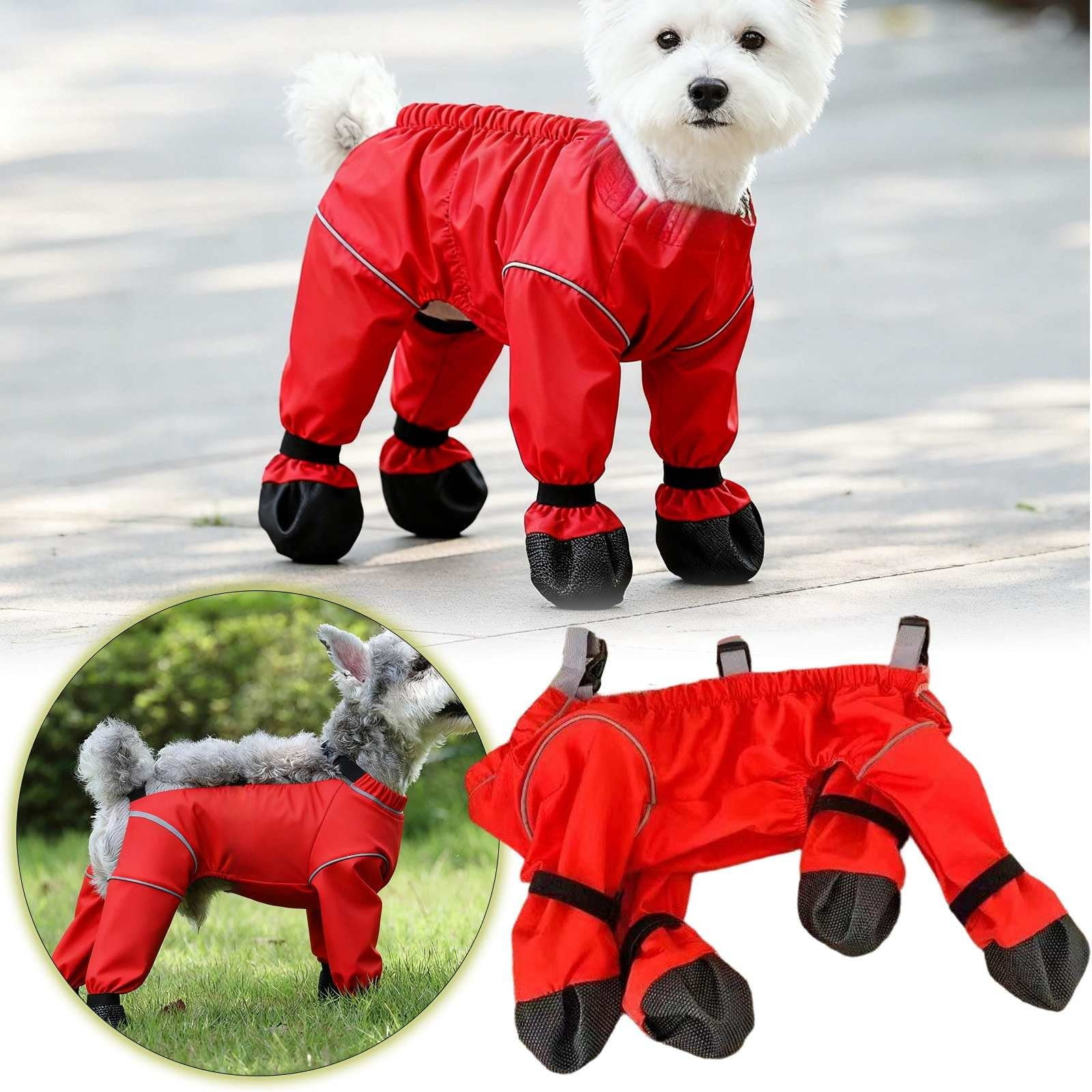 Dog Snowsuit with Attached Boots, Pet Walking Legging Boots for Dogs ...
