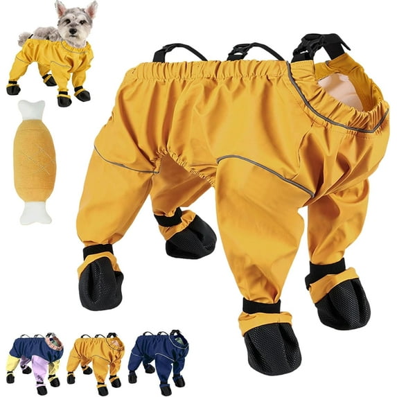 Dog Snowsuit with Attached Boots, Waterproof Dogs Boots Anti Slip with ...