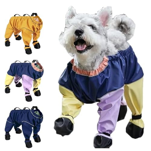 Dog Snowsuit with Attached Boots,Anti-Slip Paw Protector Outfit for ...