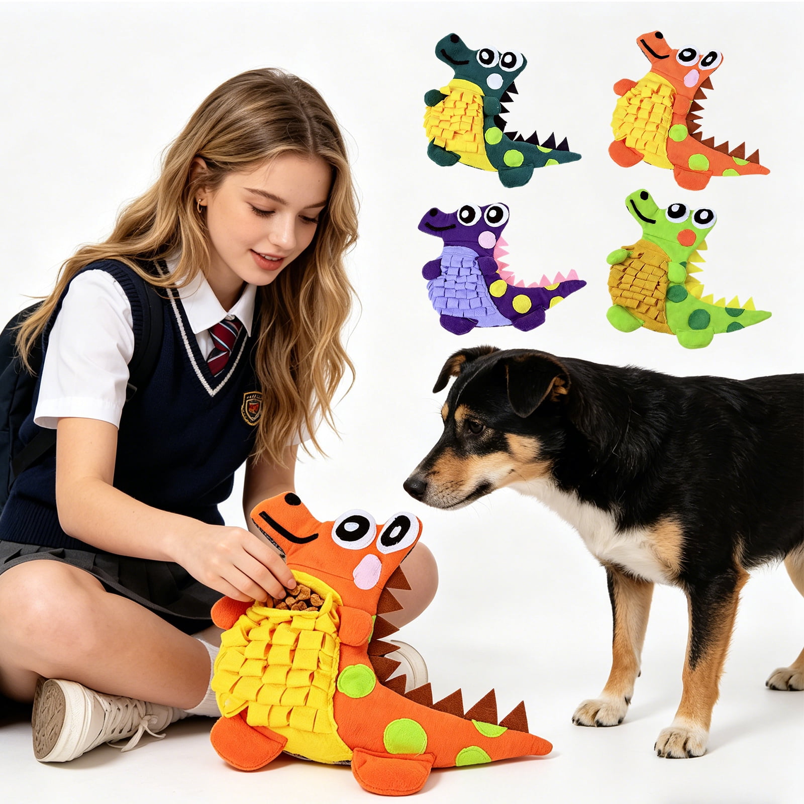 Dog Snuffle Mat, Interactive Foraging Toy with Crinkle Paper & Slow ...