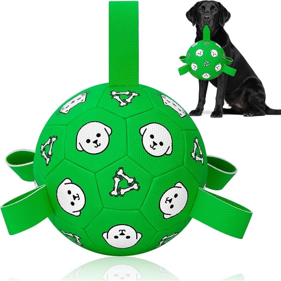 Dog Soccer Ball with Straps - Durable Jolly Ball for Dogs, Large Soccer ...