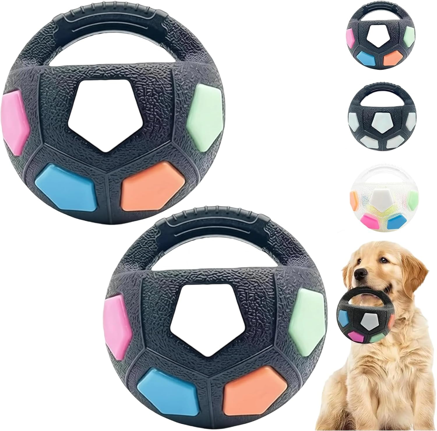 Dog Soccer Calming Ball Toy with Handle , Soccer Ball Durable TPR ...