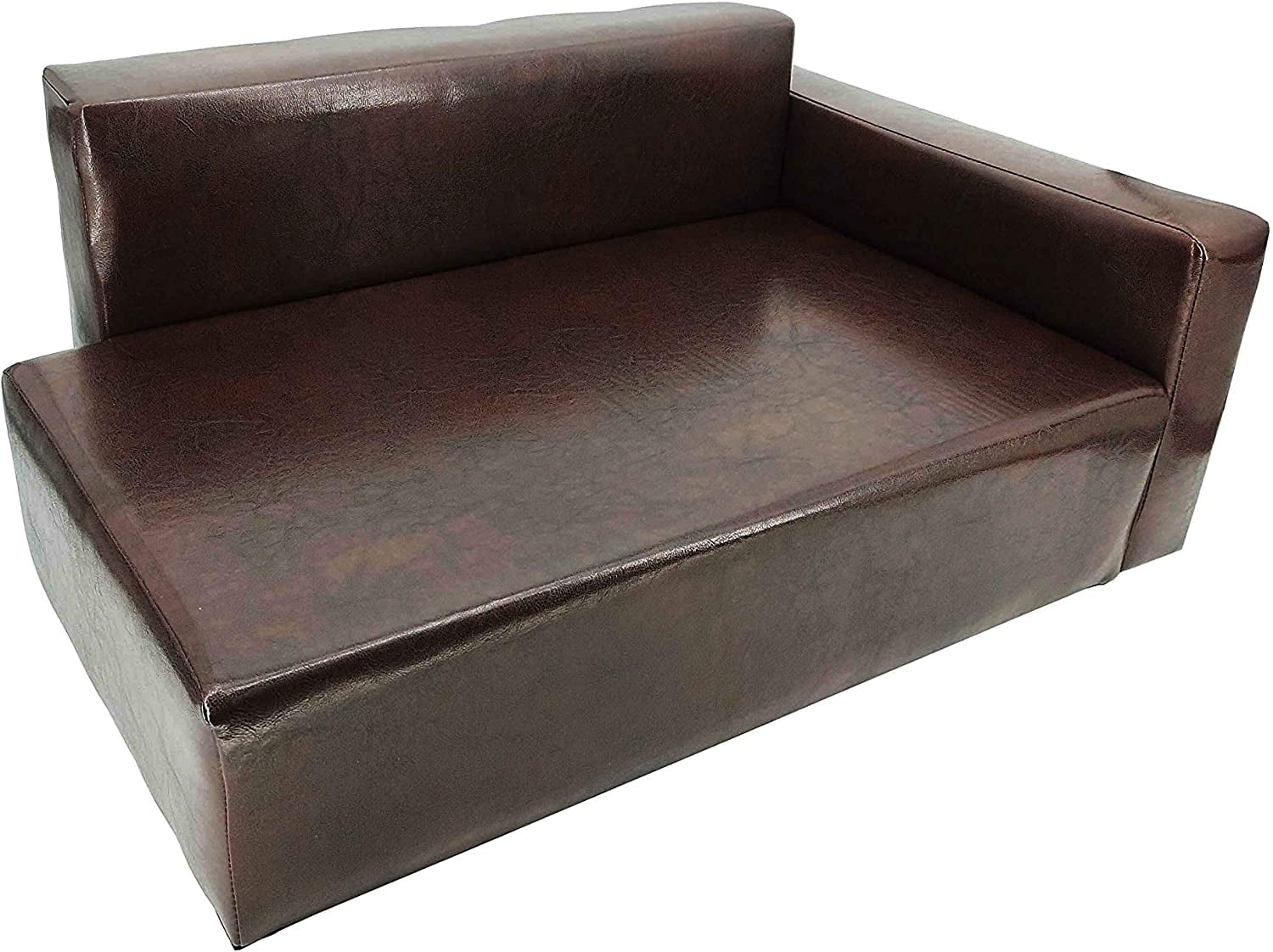 Dog Sofa Bed Brown Synthetic Leather Recliner L Lounge Chair Couch Seat ...