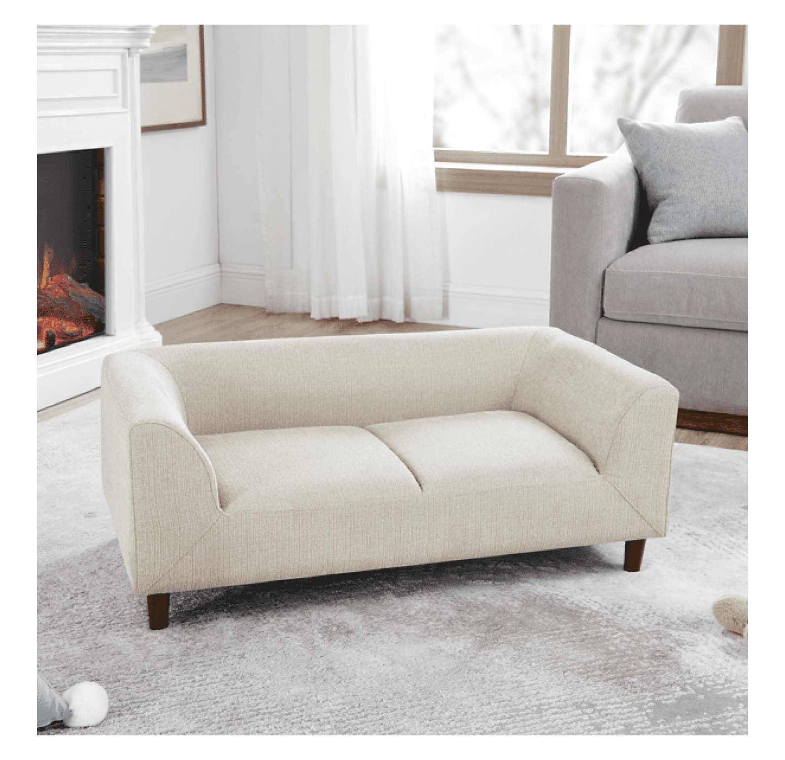 Dog Sofa with Backrest & Armrests, Small Medium Dog Couch - Modern ...