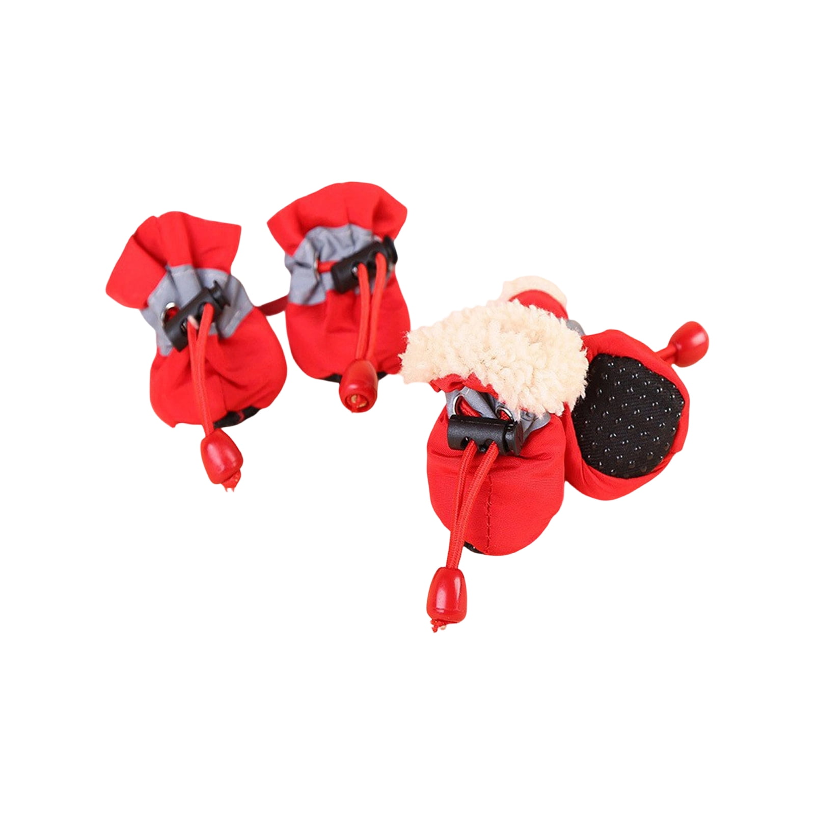 Dog Soft-Soled Shoes, Anti-Slip Dog Foot Covers With Fleece Lining, Red ...