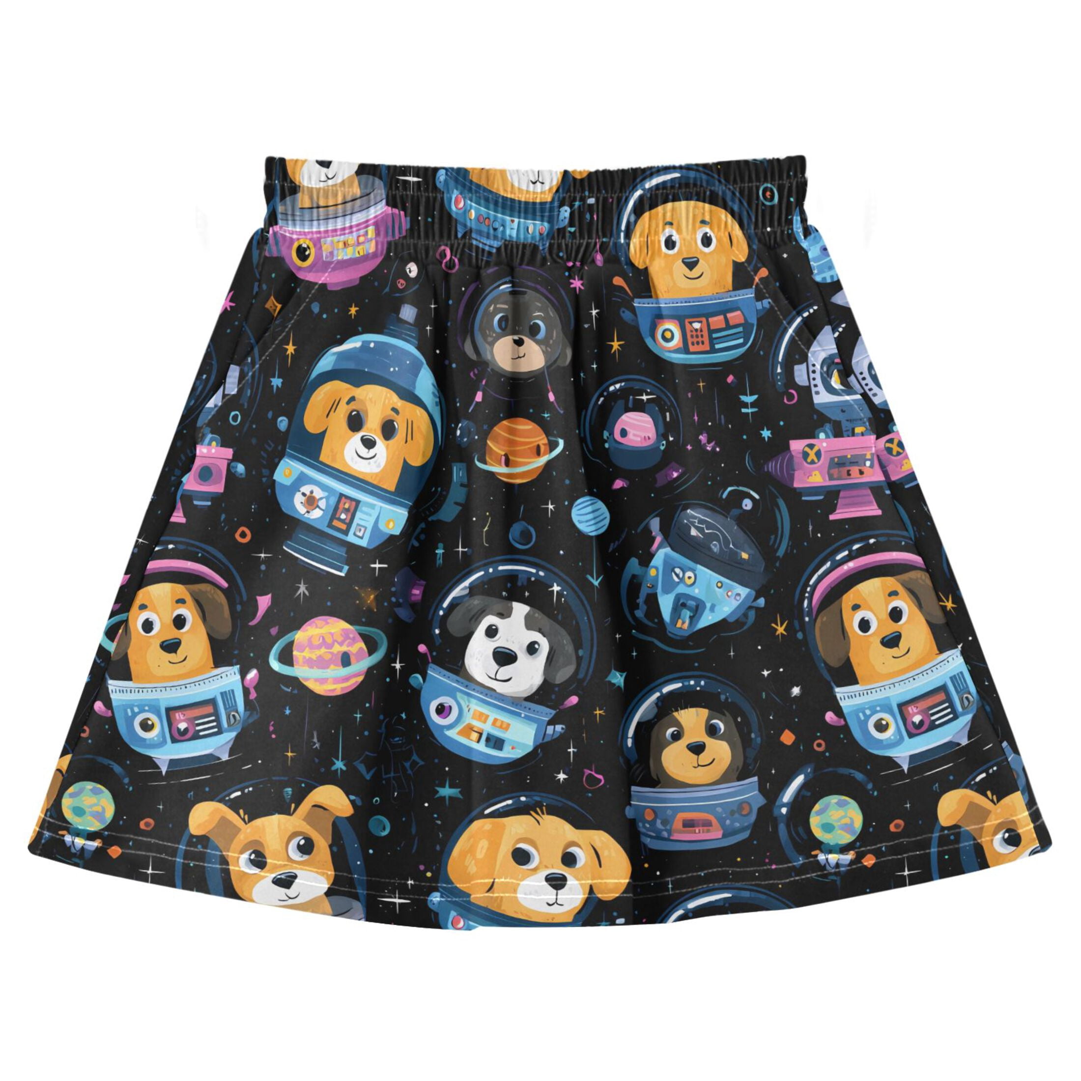 Dog Spaceship Athletic Skirt with Pockets and Built-in Shorts for 3-8Y ...