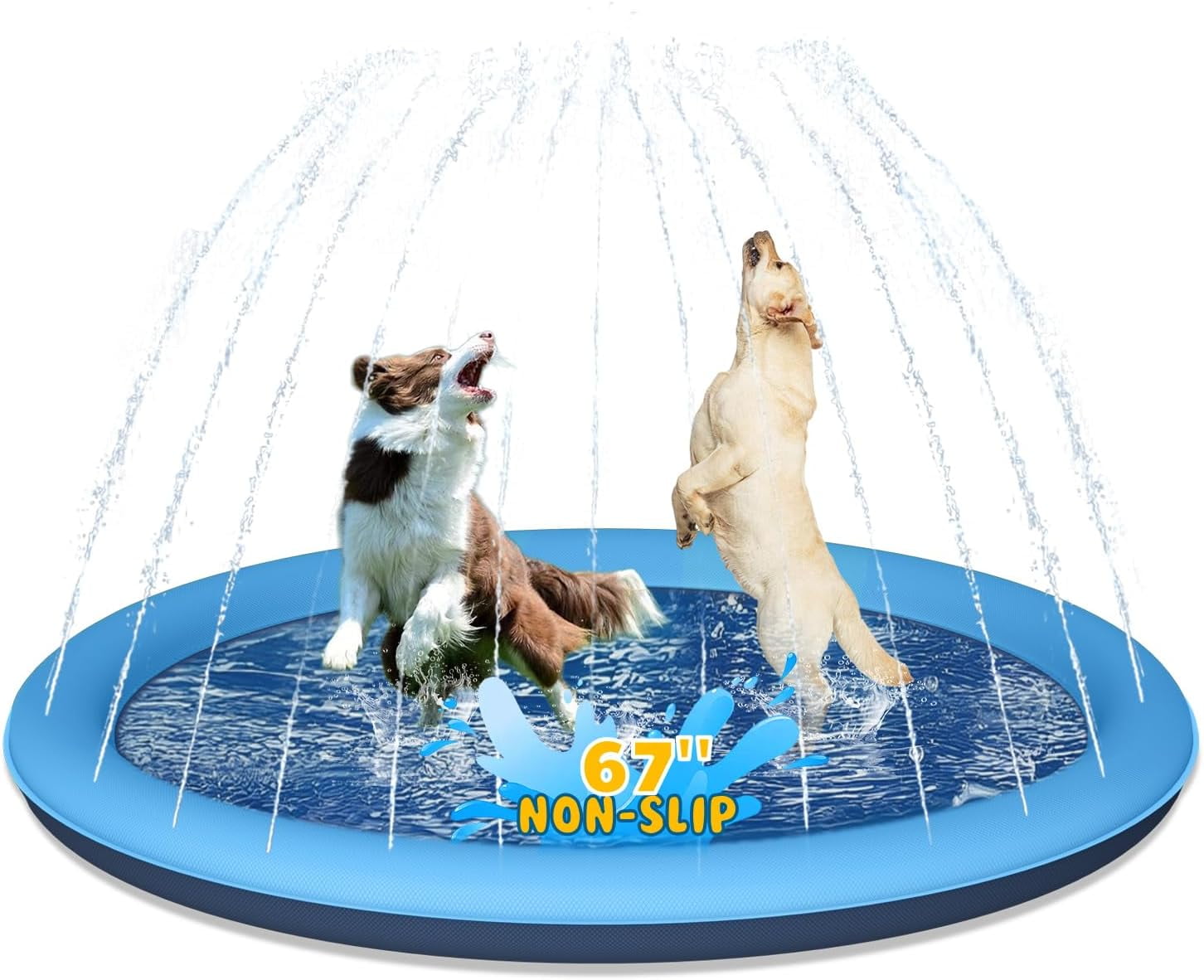Dog Splash Pad, 67" Non-Slip Thickened Sprinkler Pool, Summer Outdoor ...