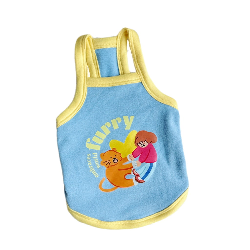 Dog Spring Blue Vest T-Shirt with Cartoon Pullover Clothing Apparel for ...