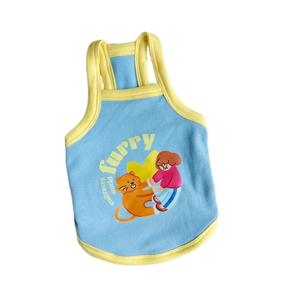 Dog Spring Blue Vest T-Shirt with Cartoon Pullover Clothing Apparel for ...