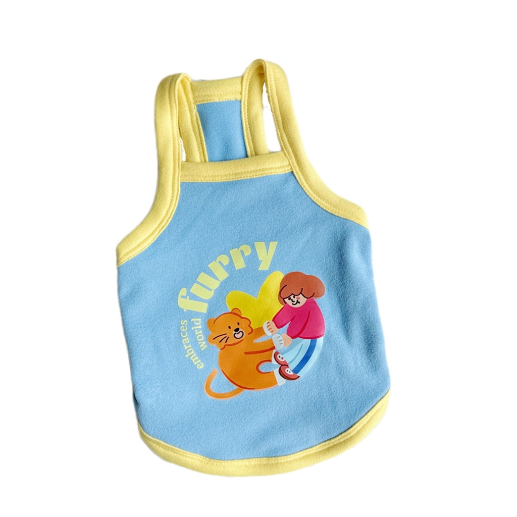 Dog Spring Blue Vest T-Shirt with Cartoon Pullover Clothing Apparel for ...