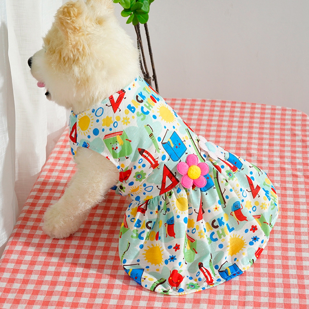 Dog Spring Dresses, Cute Printed Dress with Flowers Applique, Princess ...