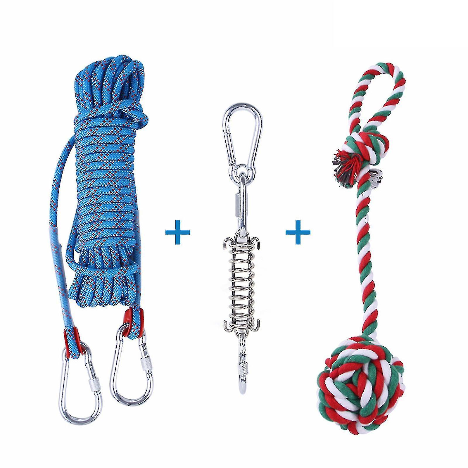 Dog Spring Pole Toys Set Outdoor Hanging Exercise Cotton Rope Dog Toy ...