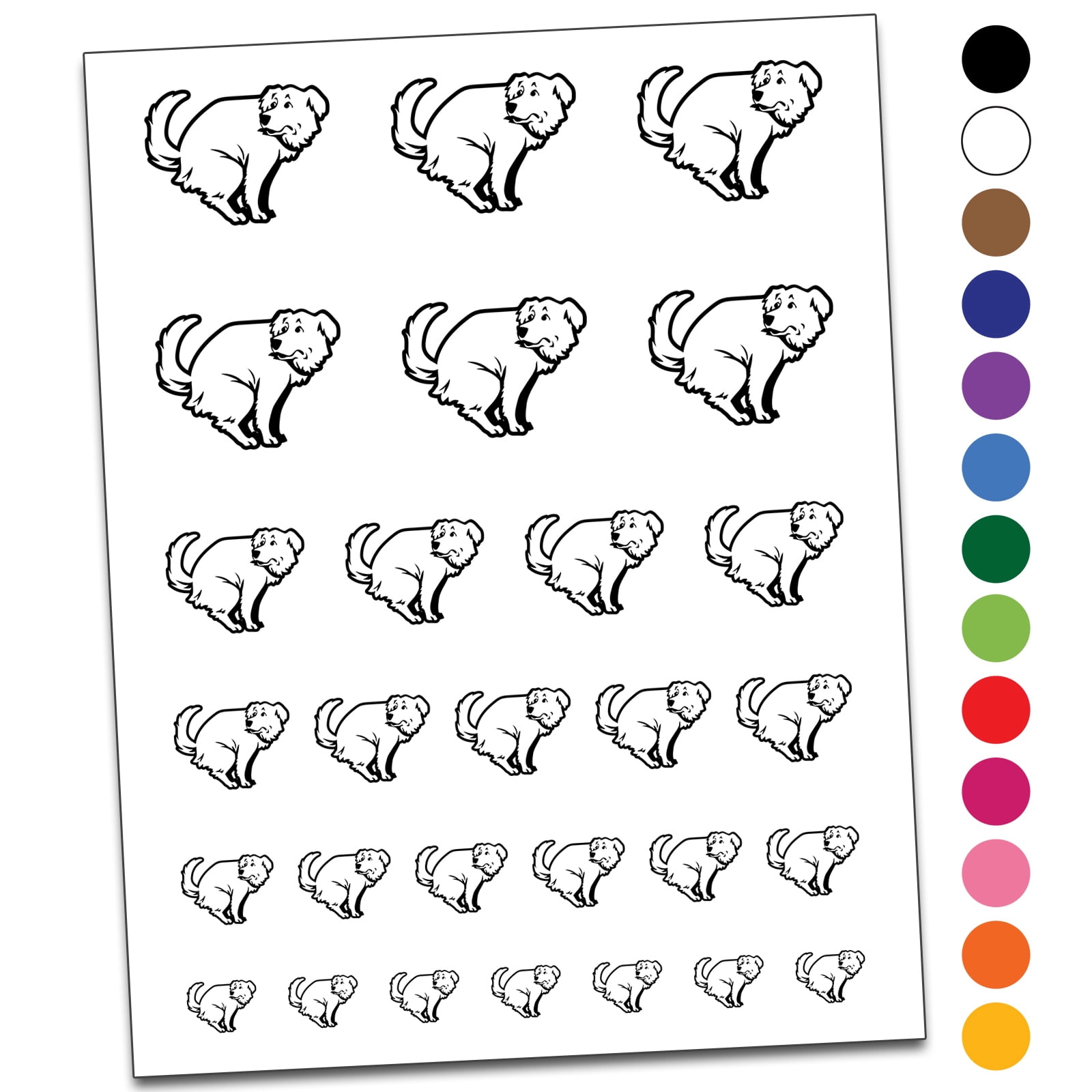 Dog Squat Poop Golden Retriever Water Resistant Temporary Tattoo Set ...