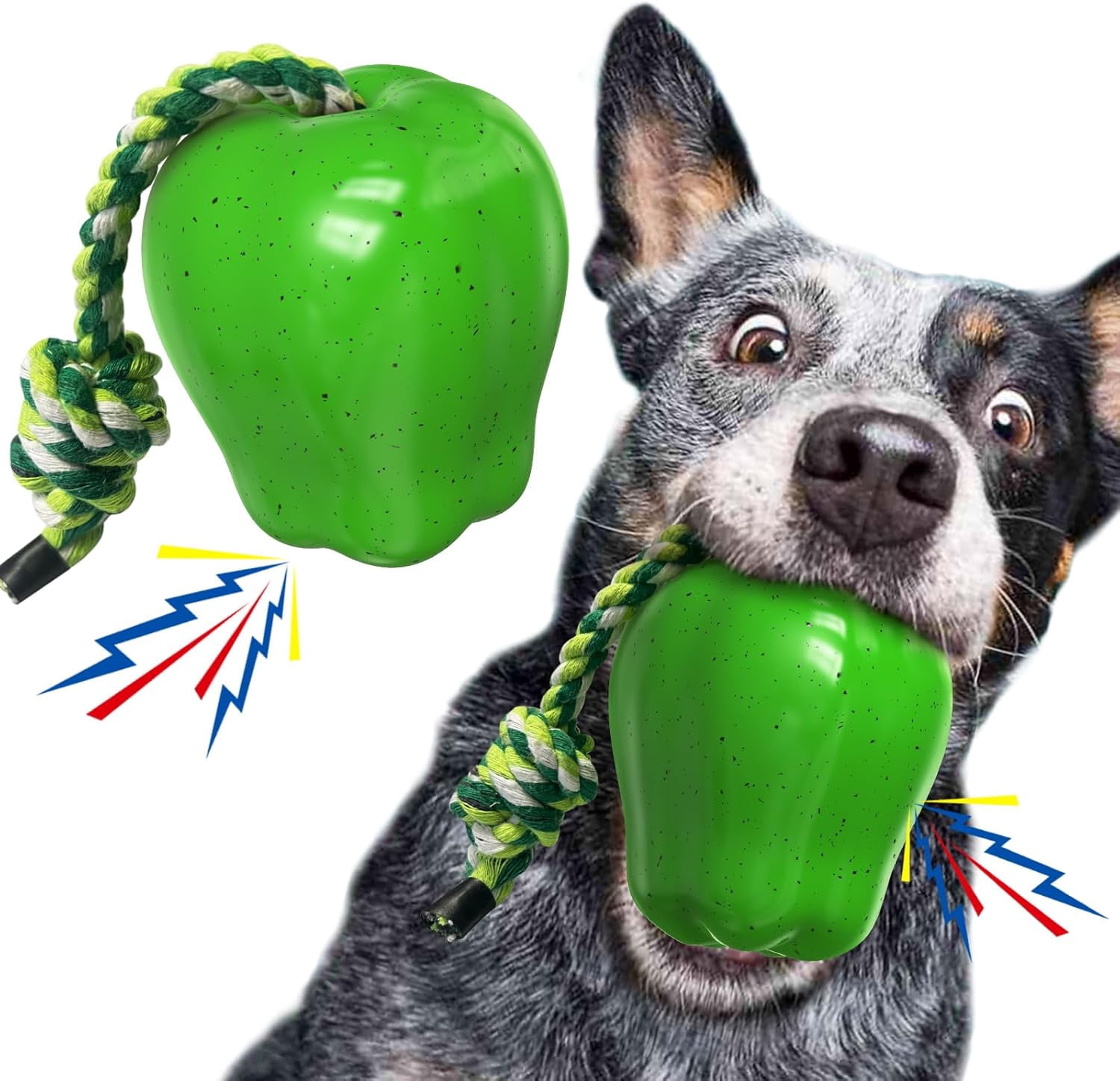 Dog Squeak Chew Toys Tough Apple Ball for Medium/Large/Extra Aggressive ...