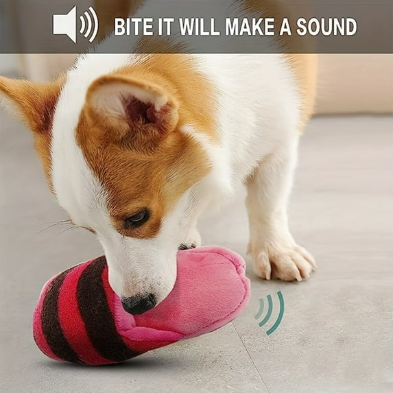 Dog Squeak Toys,Pet Plush Talking Slippers Teething Pet Toy,Interactive ...