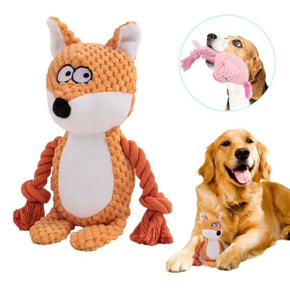 Dog Squeaker Toys with Crinkle Paper And Rope - Stuffed Animal Plush ...