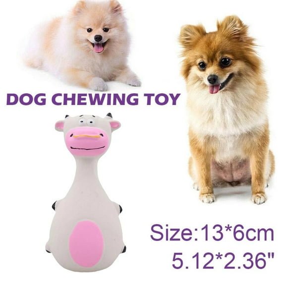 Dog Squeaky Latex Toy - Durable Teething Design With Cute Cartoon Cow ...