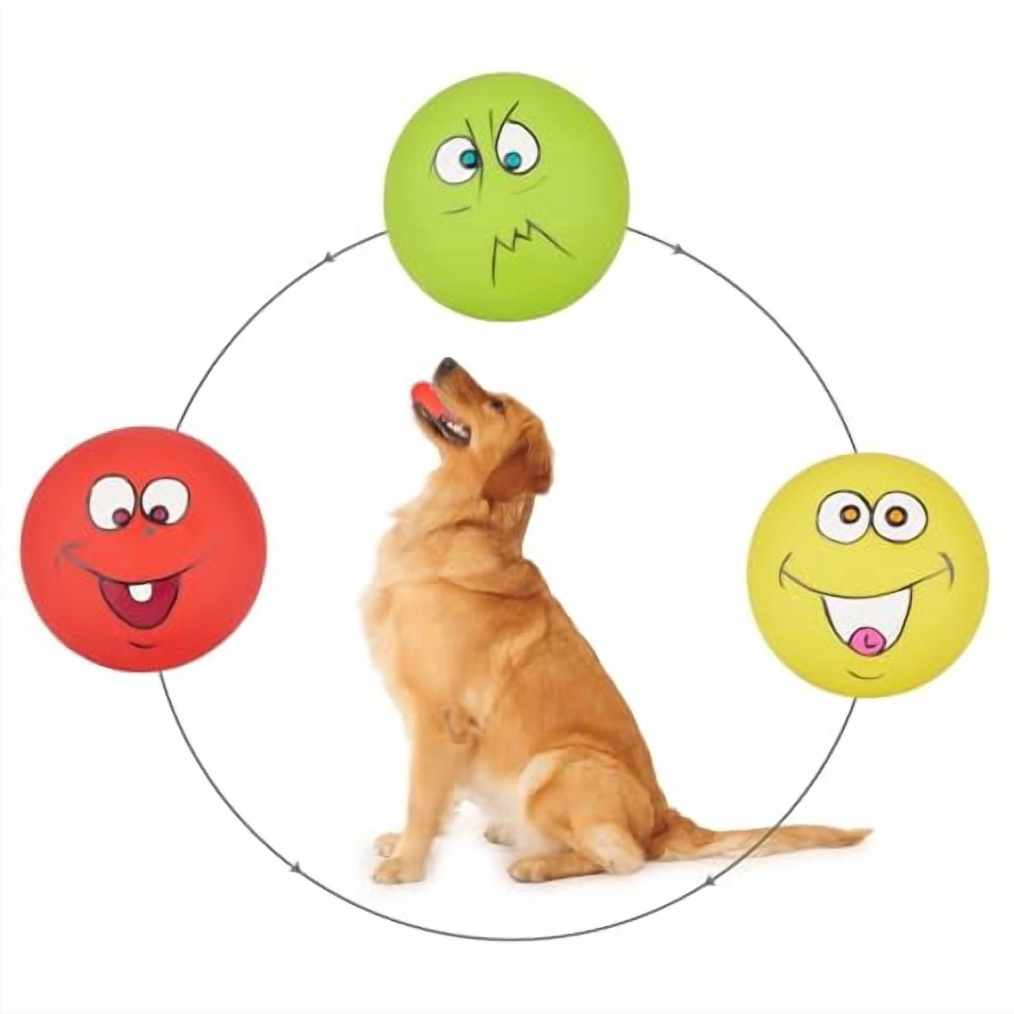 Dog Squeaky Toys Fun Facial Expression Latex Squeaky Dog Balls Large ...