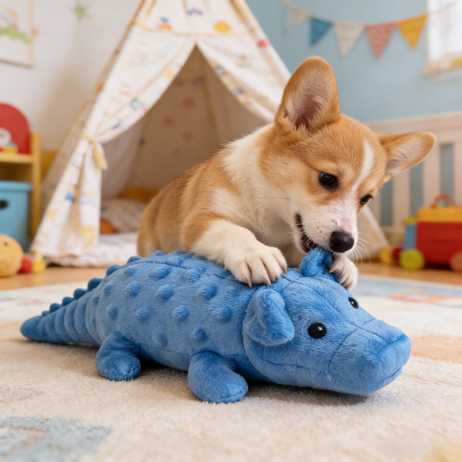 Dog Squeaky Toys Interactive Chew Toys Stuffed Plush Pig Shape with ...