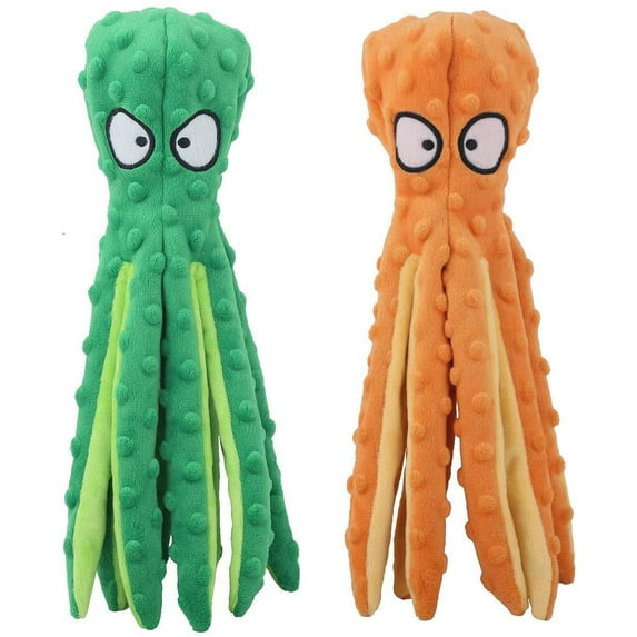 Dog Squeaky Toys Octopus - No Stuffing Crinkle Plush Toys for Puppy ...