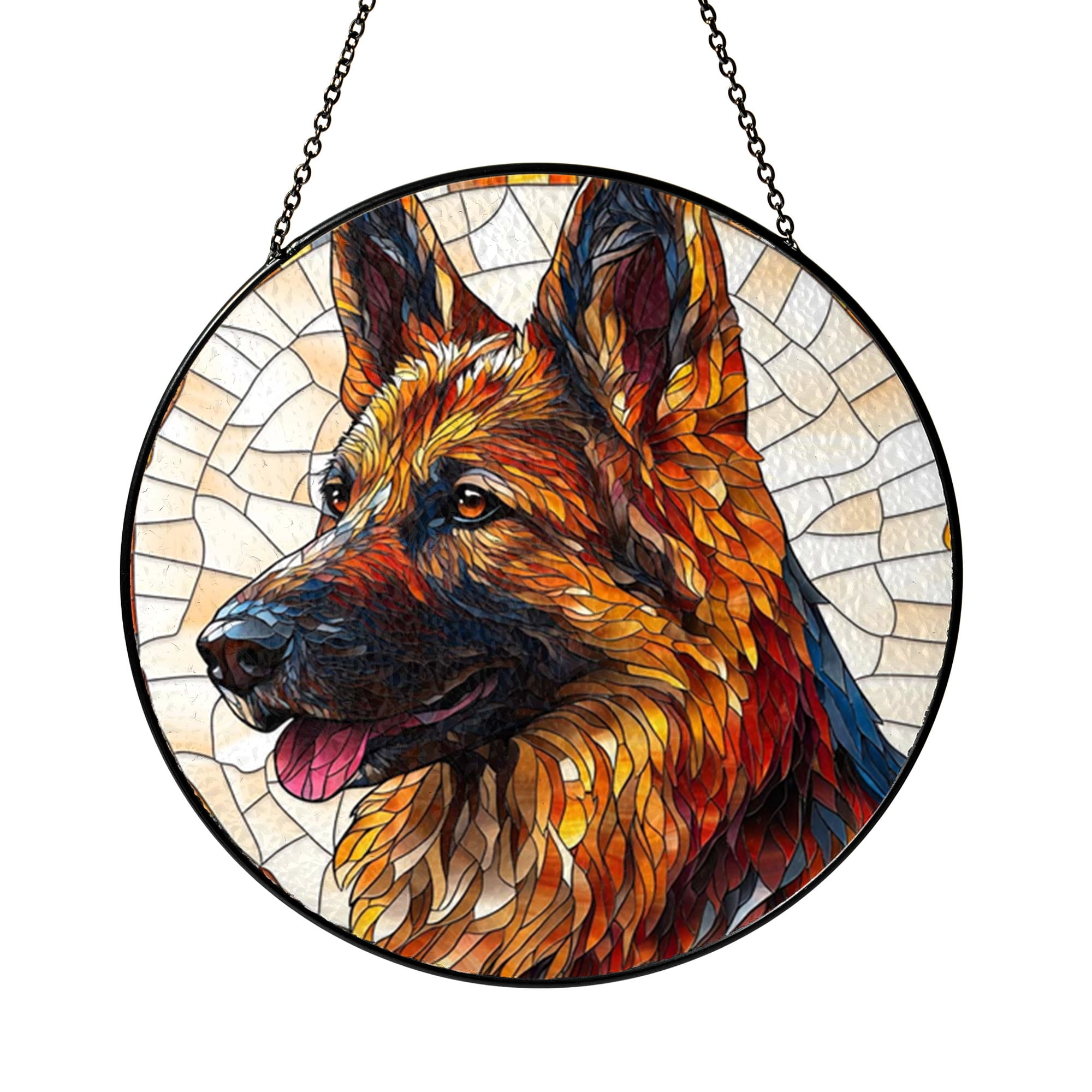 Dog Stained Glass Style Window Suncatcher, Loyal Canine Art Panel ...