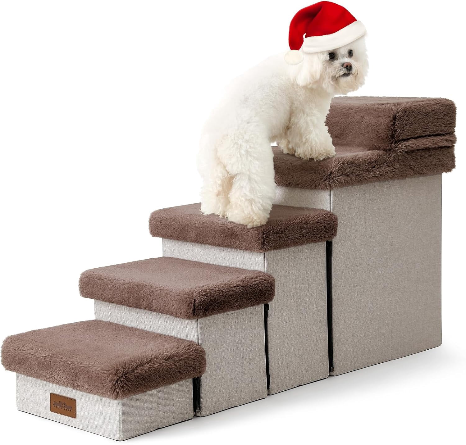 Dog Stair for Small Dogs with Storage, Foldable Pet Step with Soft ...