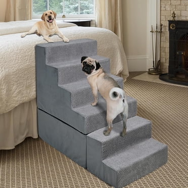 Topmart Large Soft 6-Step Pet Stairs for Dogs, High-Density Sponge, For ...