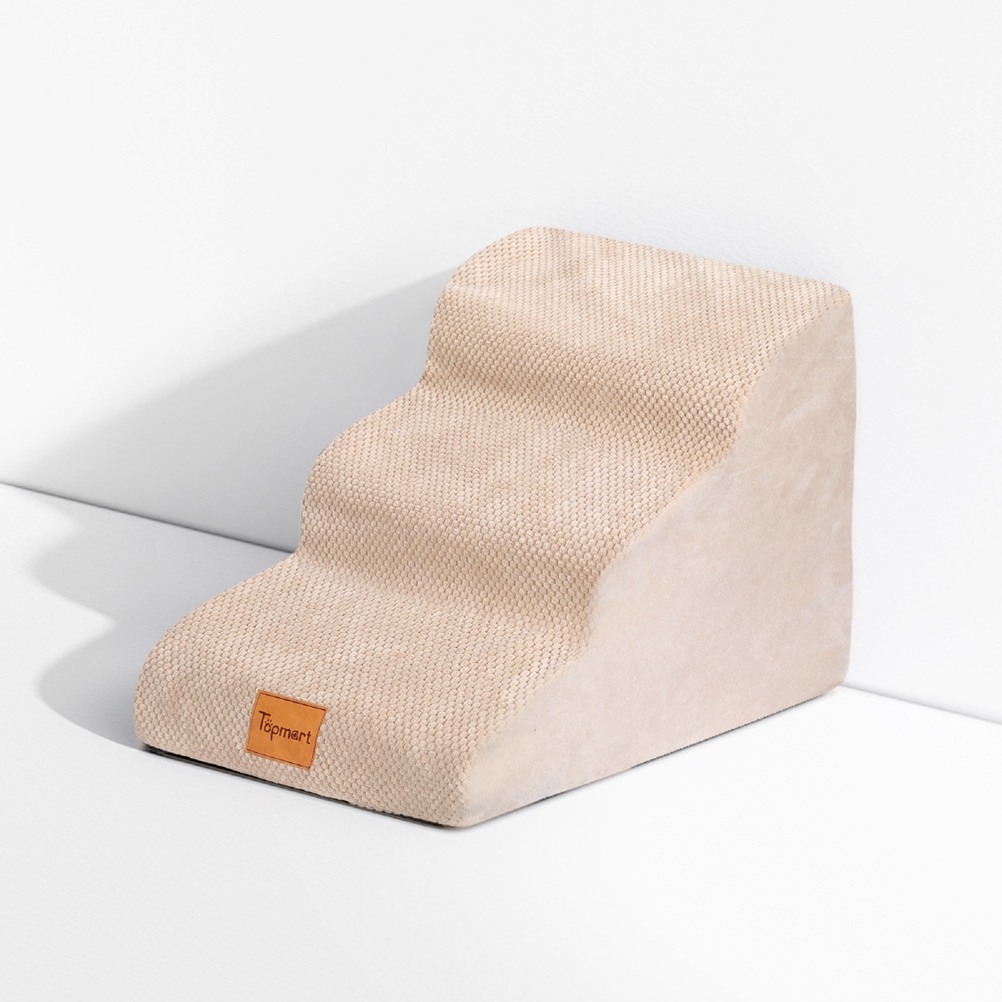 Dog Stairs 3-Step Dog Steps for Beds, Sponge Dog Ramp, Extra Wide and ...