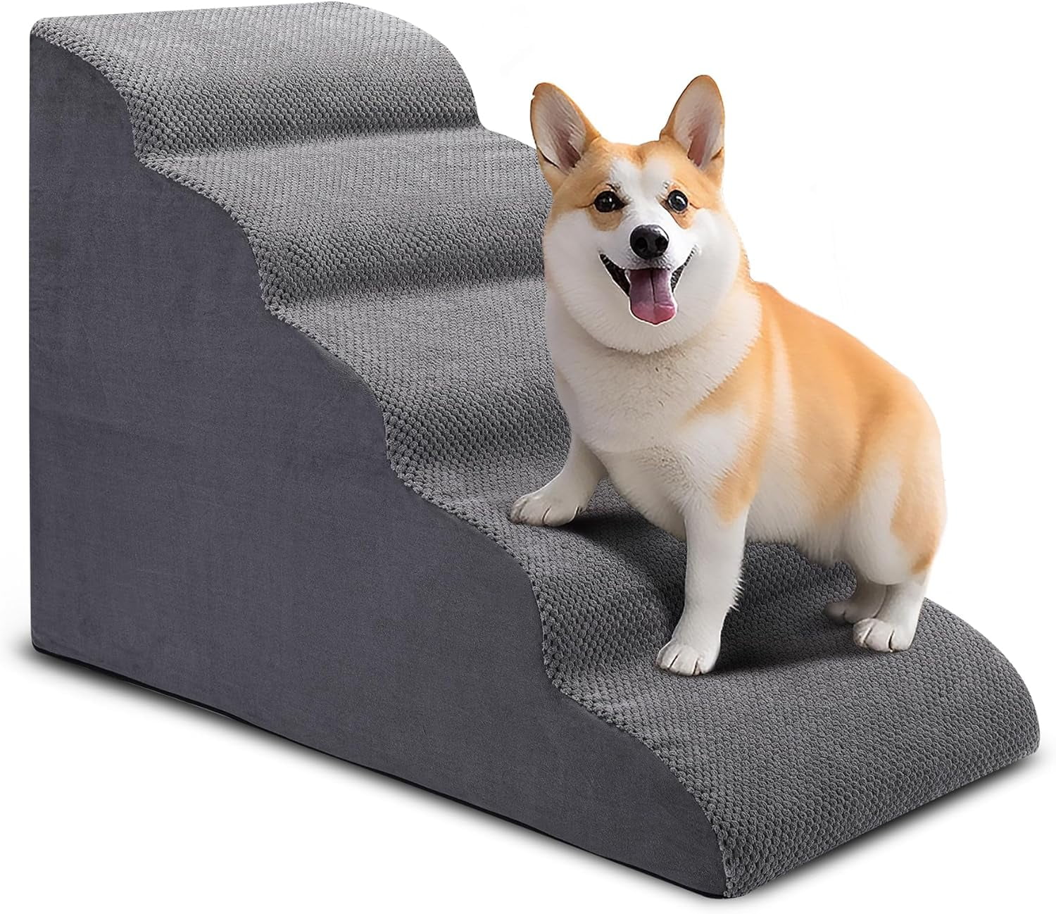 Dog Stairs for Bed, 5 Tier Dog Steps for Couch and High Bed, Non-Slip ...