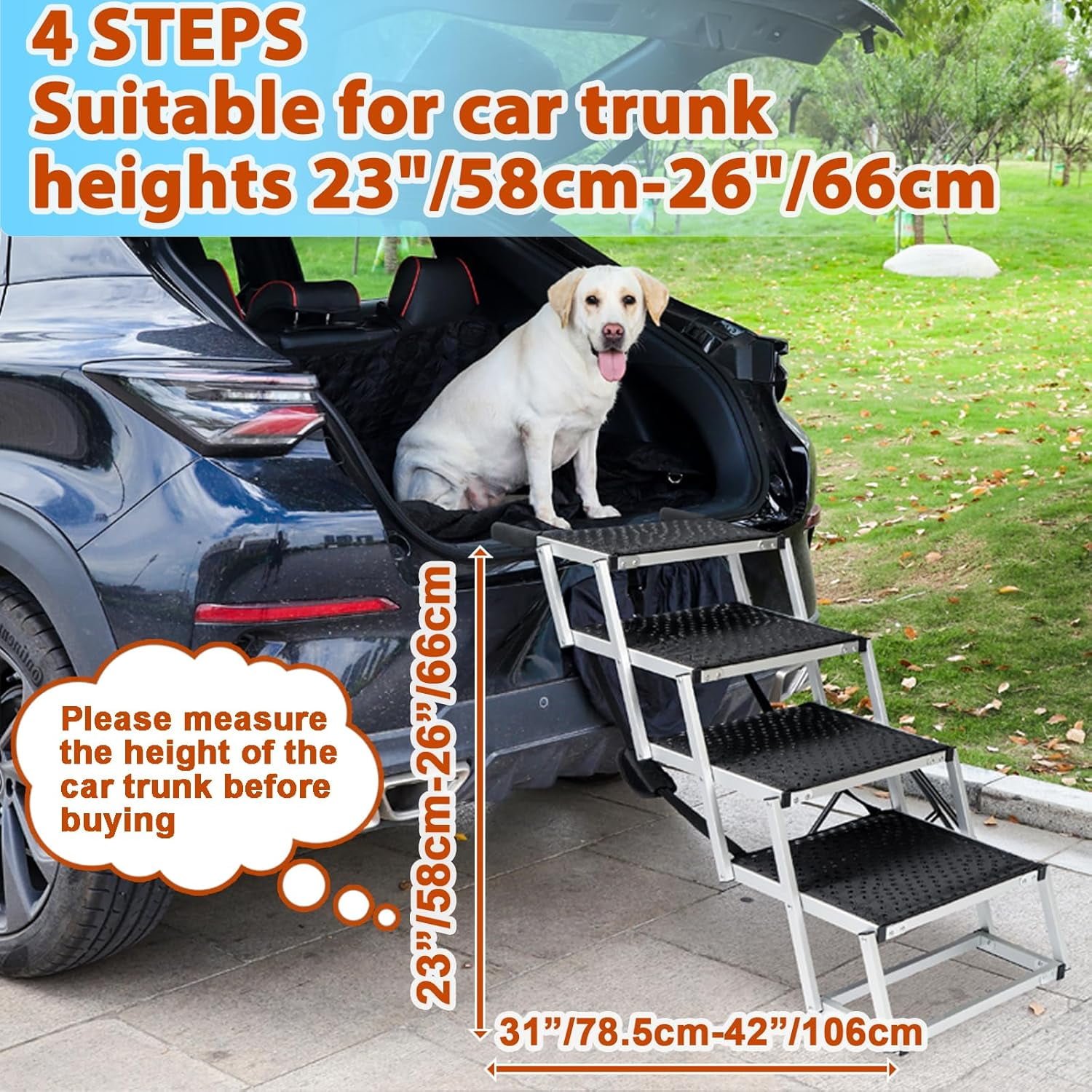 Dog Stairs for Car 4 Steps Suitable for Car Trunk Heights 23"-26 ...