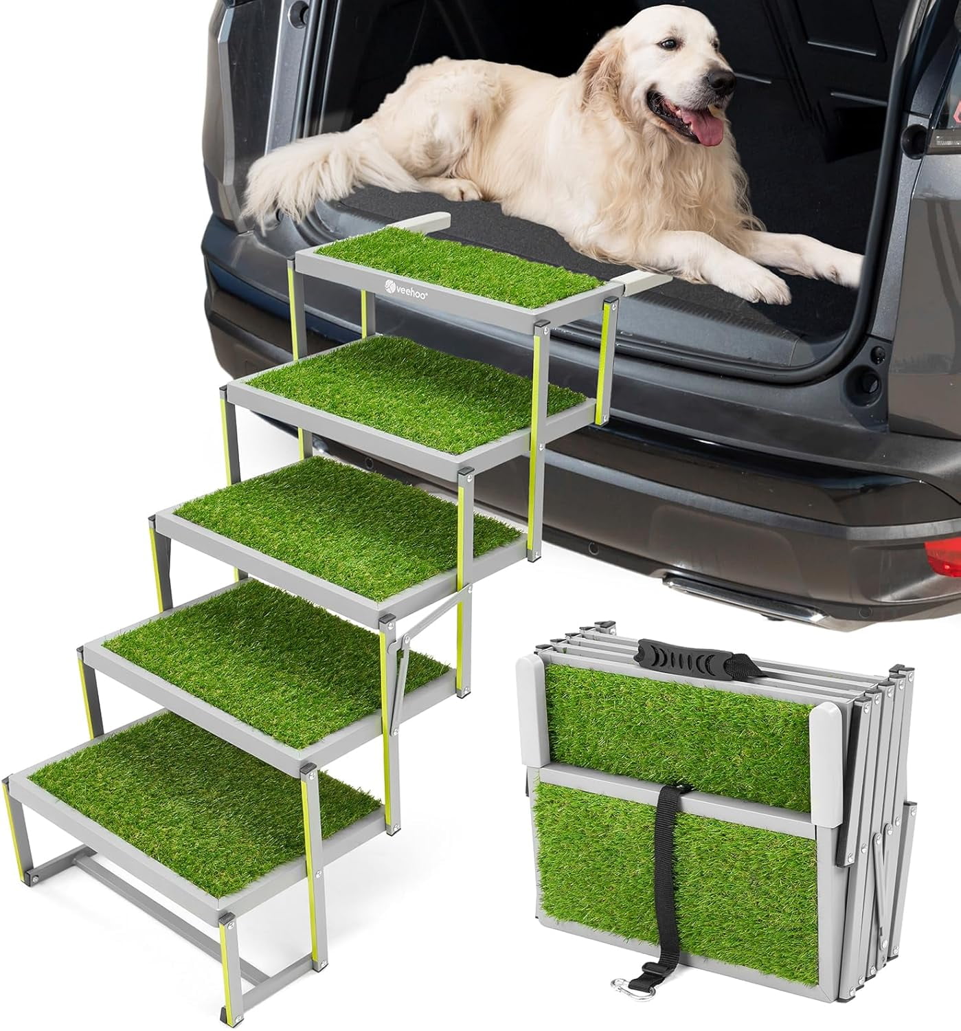 Dog Stairs for Car, Aluminum Folding Dog Steps for Cars Truck and SUV ...