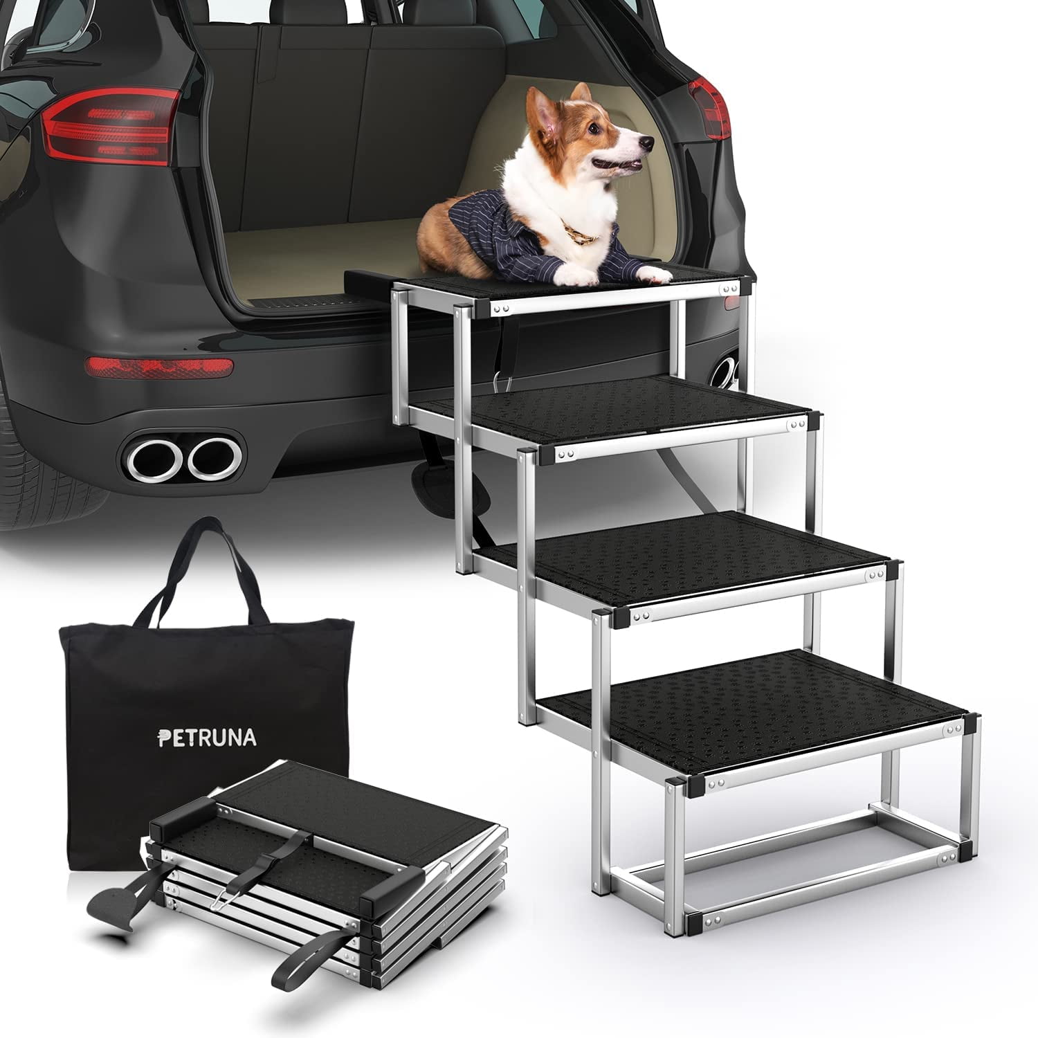 Dog Stairs for Car, Foldable Dog Ramp for Car with Non-Slip Surface ...