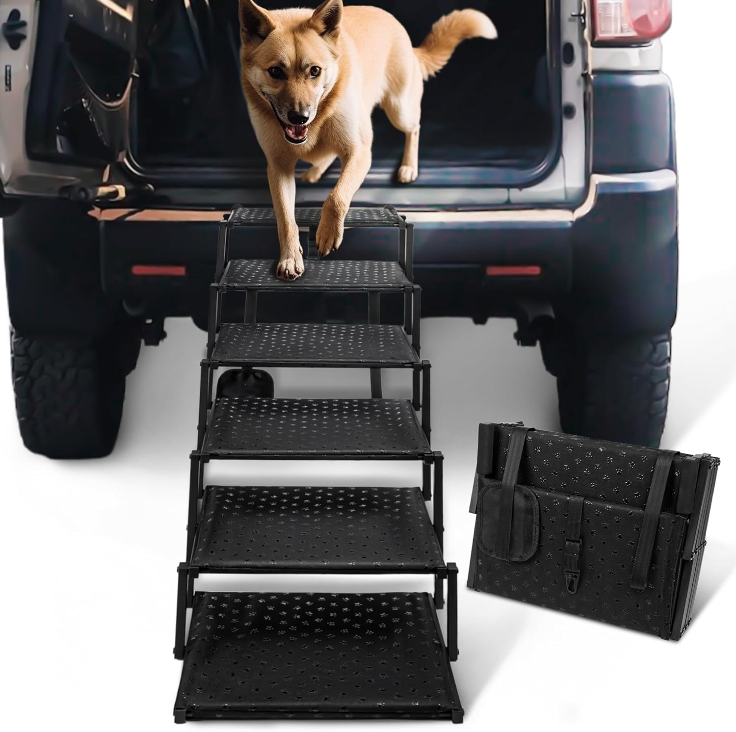 Dog Stairs for Car - Foldable Dog Ramps for Large Dogs with Non Slip ...