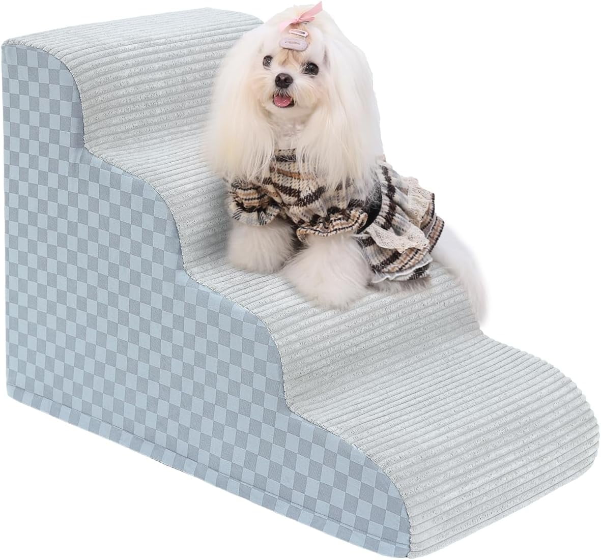 Dog Stairs Curved Ramp for Small Dogs 19.5" H, 4-Step Pet Stairs for ...