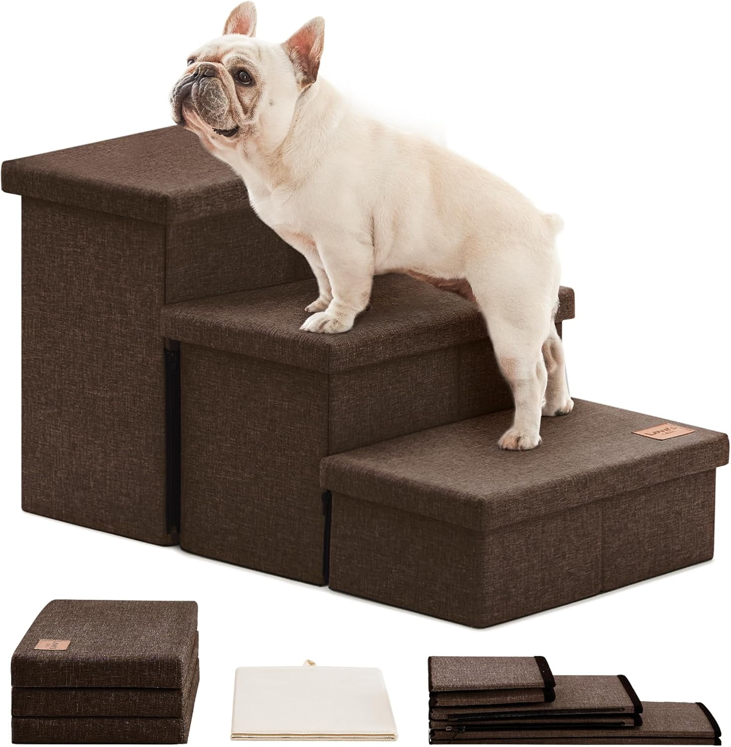 Dog Stairs for High Bed 18" H,Foldable Pet Stairs for Small Medium or ...