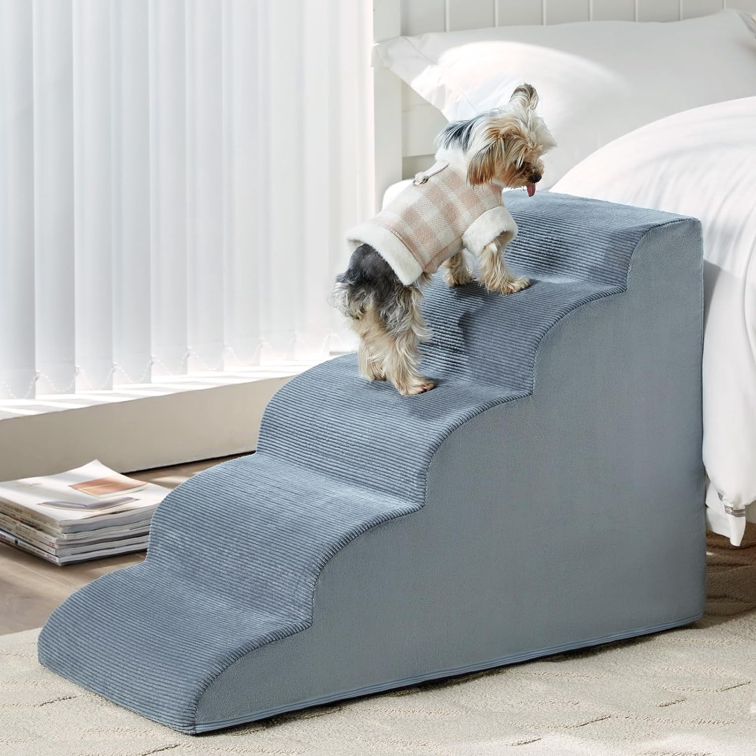 Dog Stairs for High Beds, 5-Steps Dog Steps for High Bed, Pet Stairs ...